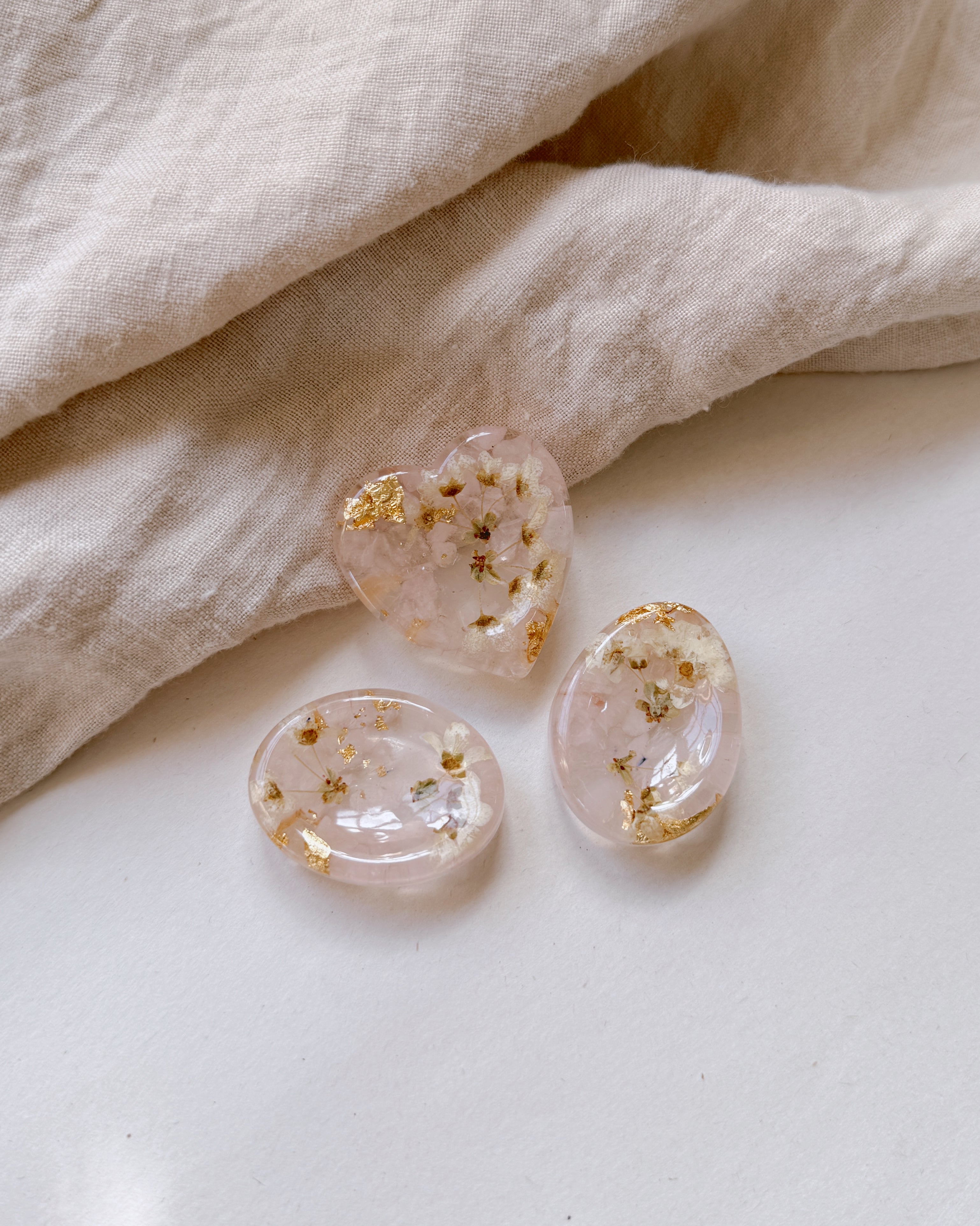Worry thumb stone set - Rose Quartz (3pcs) – The Linen Print